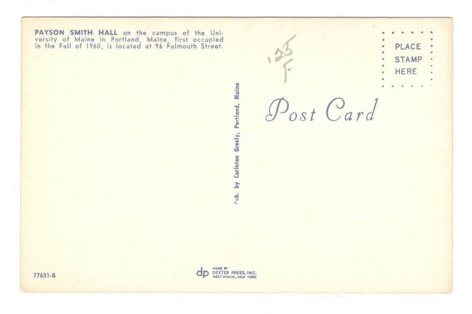 Payson Smith Hall University Of Maine Unused Vintage Postcard AF135 | eBay