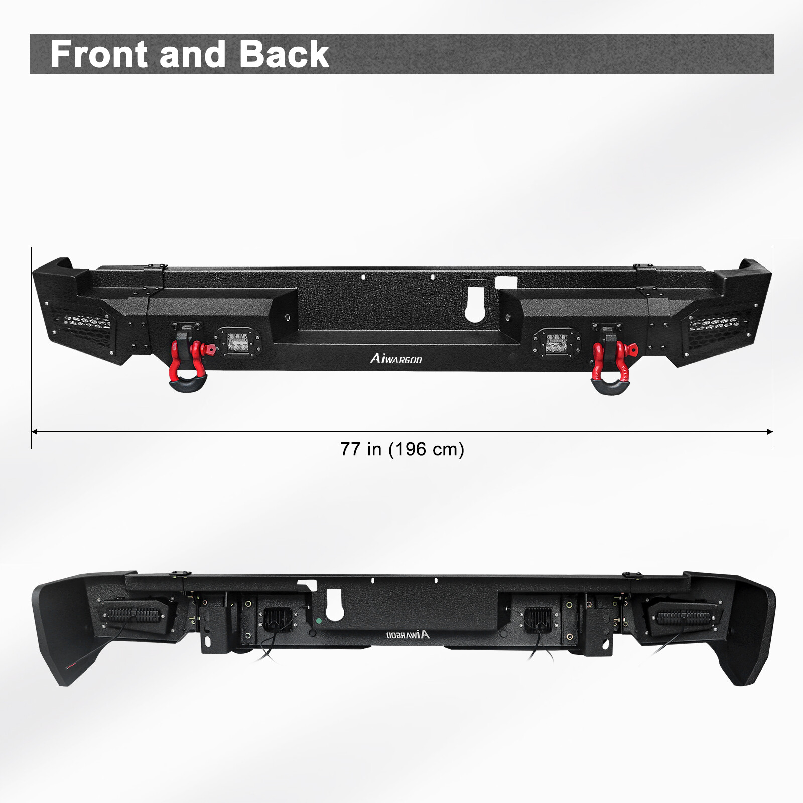 Rear Bumper w/Sensor Hole & LEDs for 2019-2024 Dodge RAM 1500 (Exclude ...