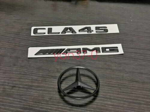 Gloss Black CLA45 AMG and Rear Star replacement PACKAGE Badge Sticker ...