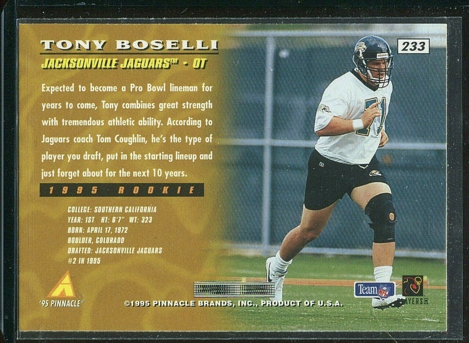 1995 Pinnacle Football Rookie Tony Boselli #233 Jacksonville Jaguars | eBay
