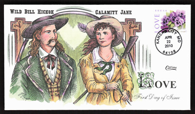 LOVE FDC WILD BILL HICKOK & CALAMITY JANE COLLINS HAND COLORED US COVER ...