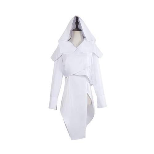 LOL Arcane 2 Mel Cosplay Costume Mel Medarda White Slit Dress Hoodie ...