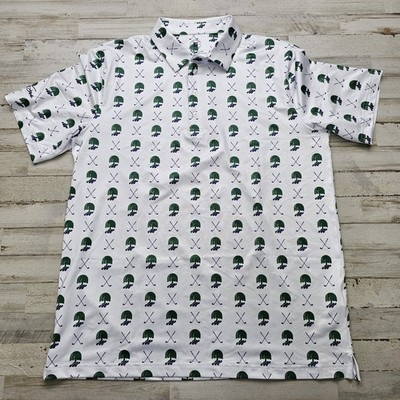 Coby Stevens Golf Polo All Over Print Golf Logo Wicking Poly - Men's LG ...