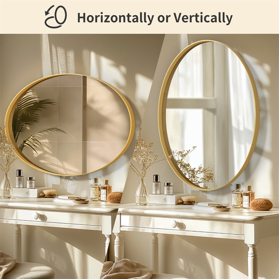 Anti-oxidation 3D Gold Oval Wall Mirror Decorative Accent Vanity Mirror ...