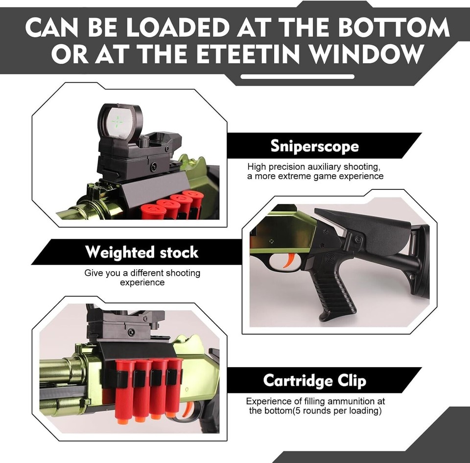 Soft Bullet Shotgun with Shell Ejection Function, Manual Loading Dart ...