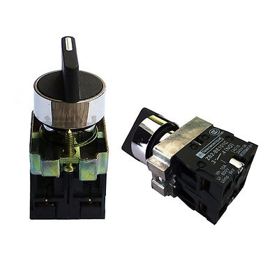 2pcs XB2BD53C 3 Position 2 NO Self-Reset Rotary Selector Switch Silver ...