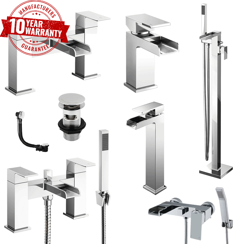 Waterfall Cascade Bathroom Taps, Basin Taps, Freestanding Bath Shower ...