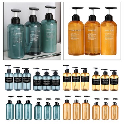 3 In 1 Set Bathroom Soap 300/500ml Shampoo Press Pump Bottles Body Wash ...