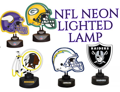 NFL Neon Man Cave Lighted Lamp Sign Redskins Chargers Packers Vikings ...