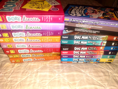 Big Mix Lot 18 Hardcover Children Books Dog Man Captain Underpants Dork ...