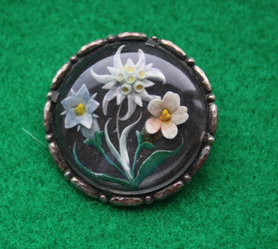800 silver round Austrian Edelweiss / forget me not Brooch | eBay UK