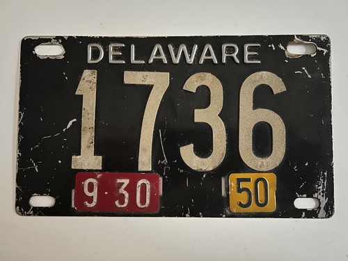1950 Delaware License Plate 4 Digit Low Number Stainless Steel w/ Metal ...