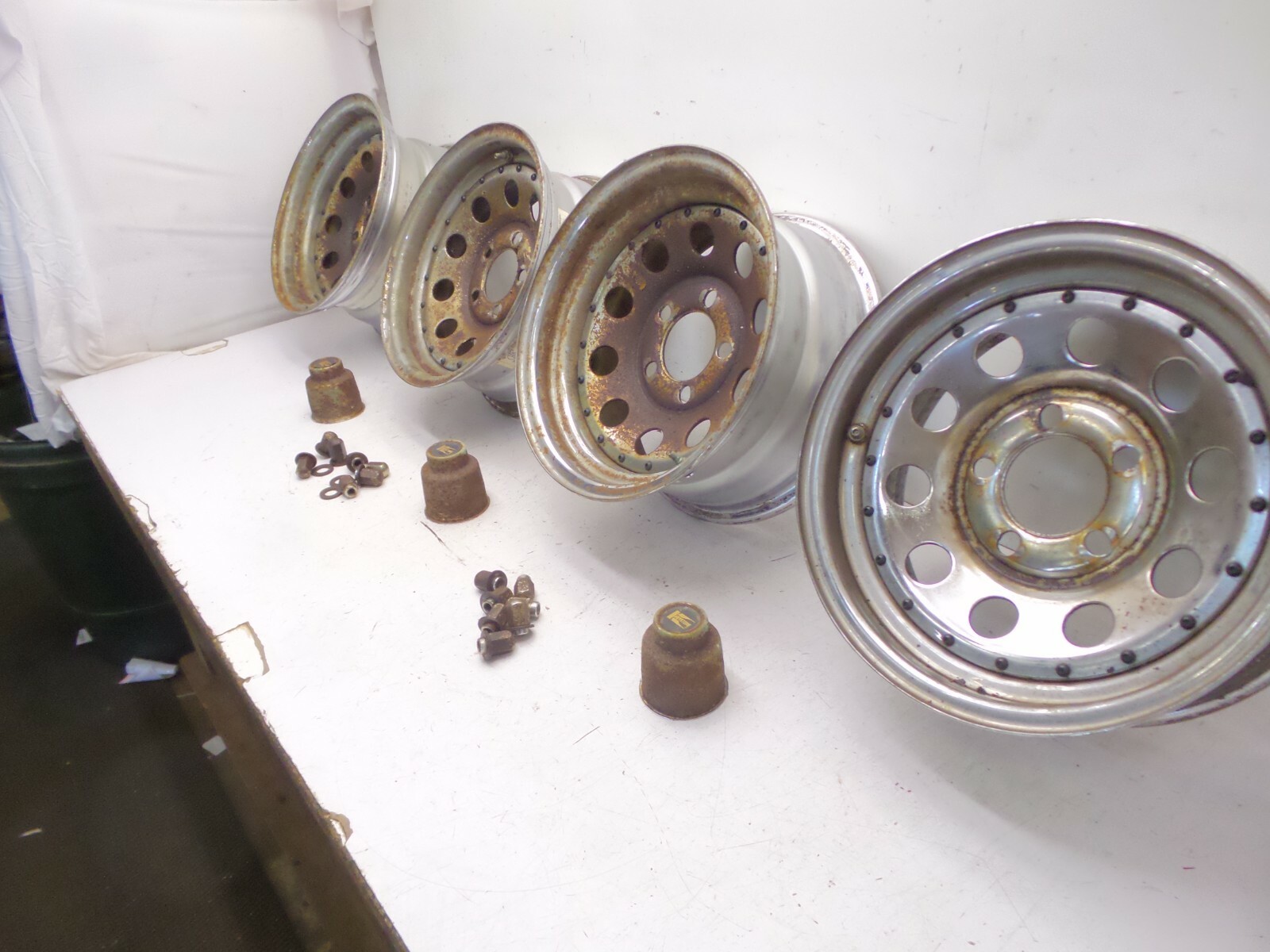 VINTAGE KEYSTONE WHEELS 14x7 14x6 WHEEL RIM RIMS SET OF 4 FRONT REAR | eBay