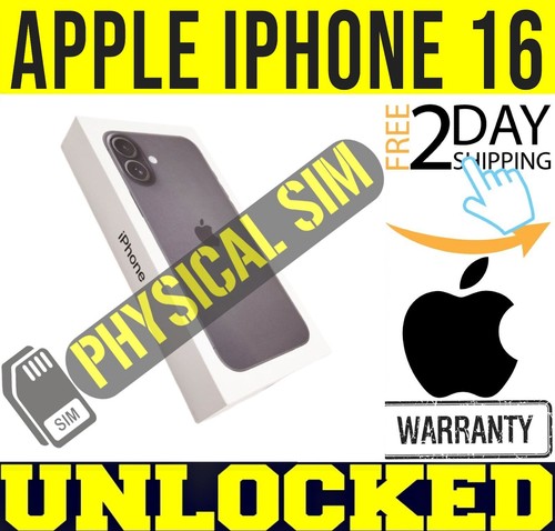 APPLE IPHONE 16 128GB BLACK (FACTORY UNLOCKED) PHYSICAL SIM TRAY A3287 ...