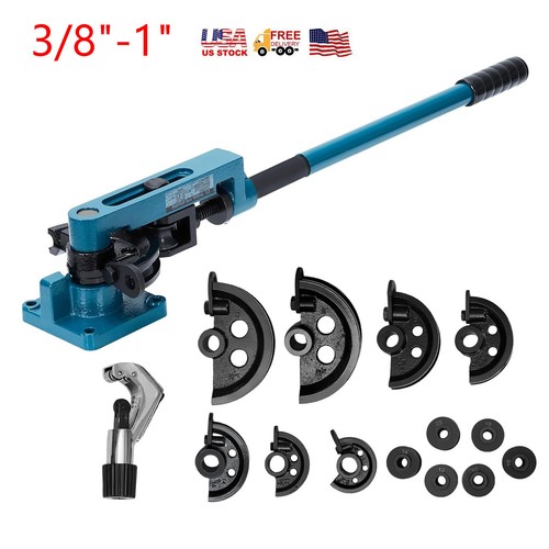 Pipe Bender Manual Bench Bending Machine 3/8"-1" w/ Tube Cutter and 7 ...