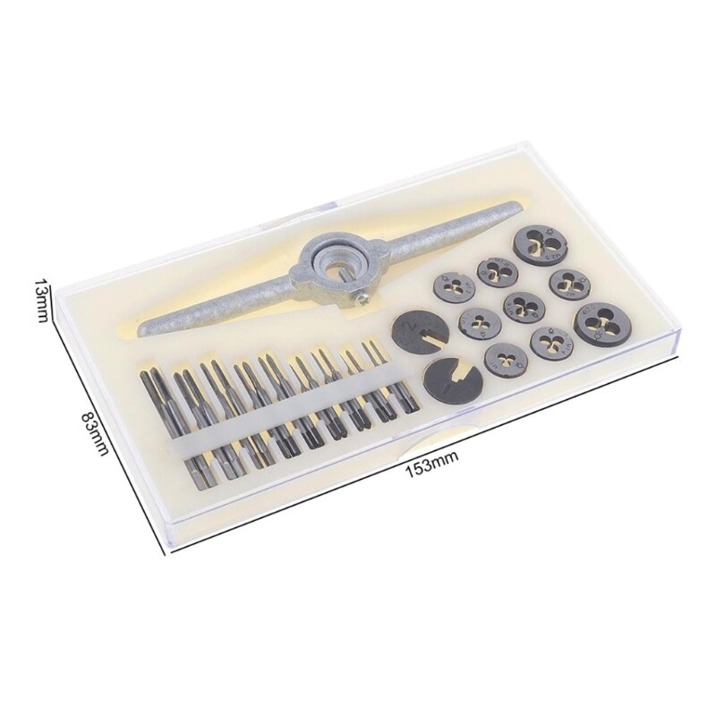 31Pcs HSS Metric Thread Plugs Taps Dies Wrench Handle Set M1-M2.5 Screw ...