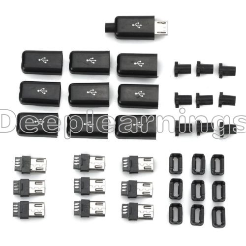 10PCS DIY Micro USB Male Plug Connectors Kit w/ Covers Black Color NEW ...