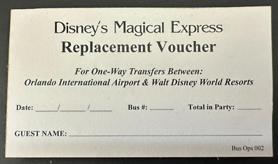 Walt Disney World Disney's Magical Express Bus Replacement Voucher Card ...
