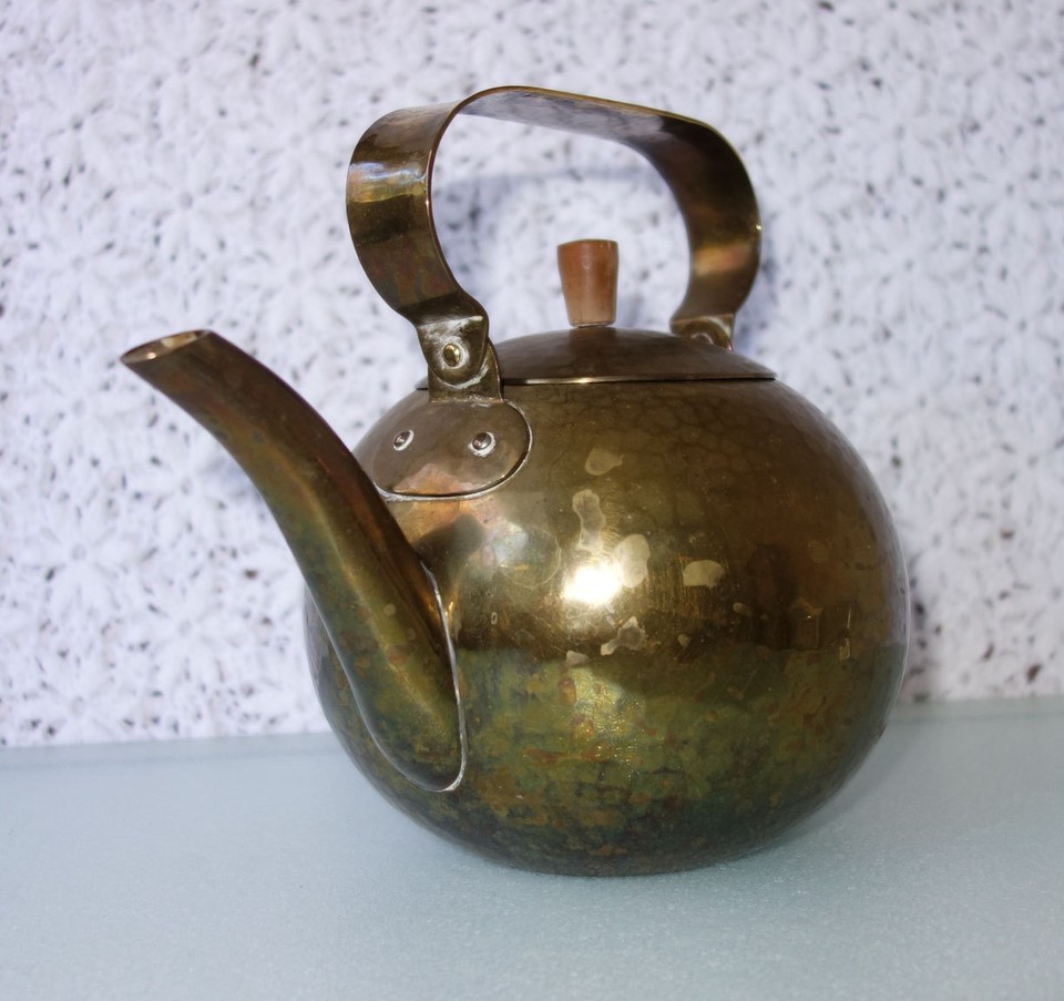 Karl Raichle, Meersburg Hand Hammered Brass Tea Kettle BAUHAUS Germany ...