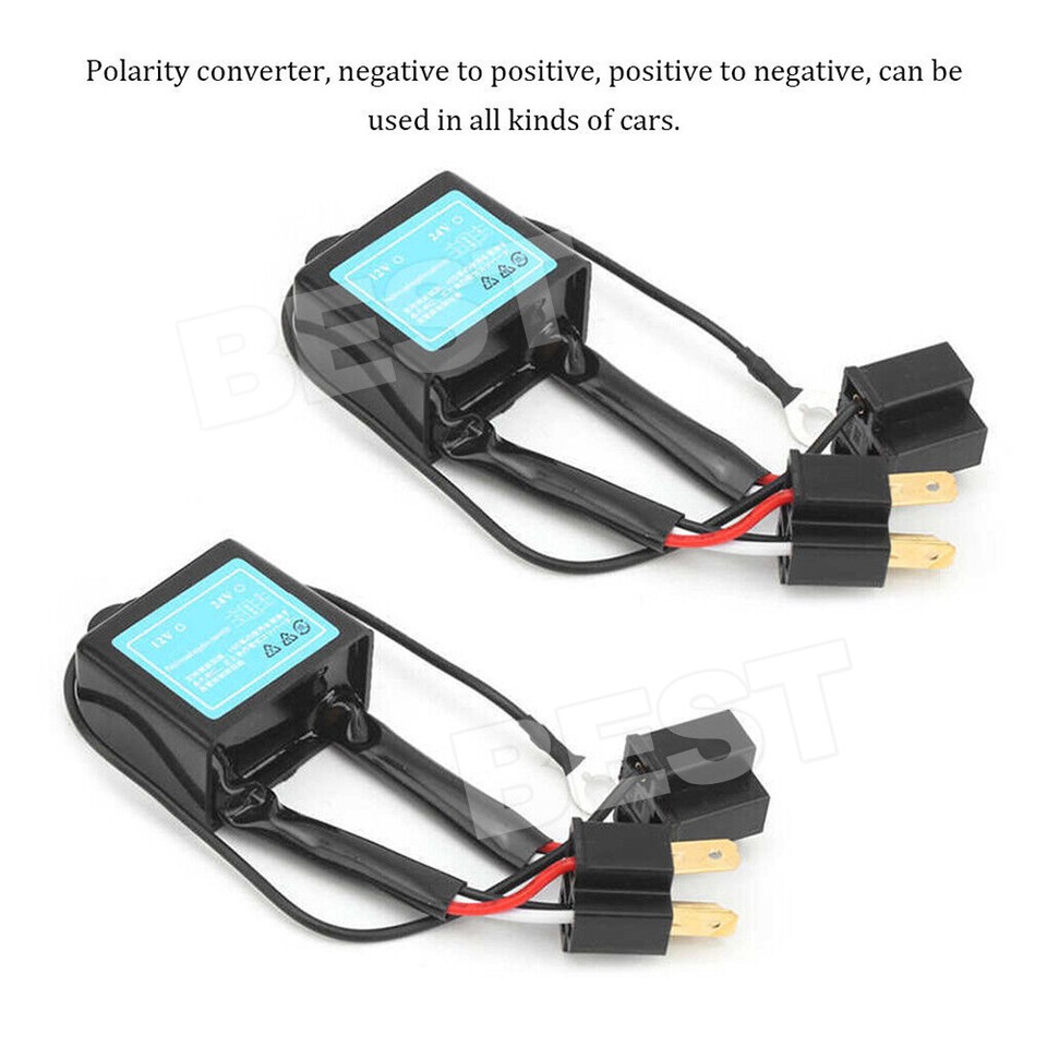 2X H4 LED Reversed Polarity Converter Positive Negative Switch Harness ...