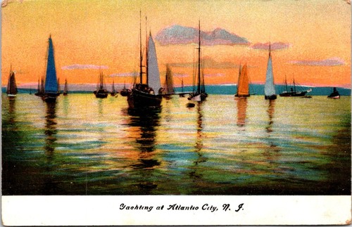 Postcard 1908 Silk Sail Yachts Sunrise Atlantic City New Jersey D76 | eBay