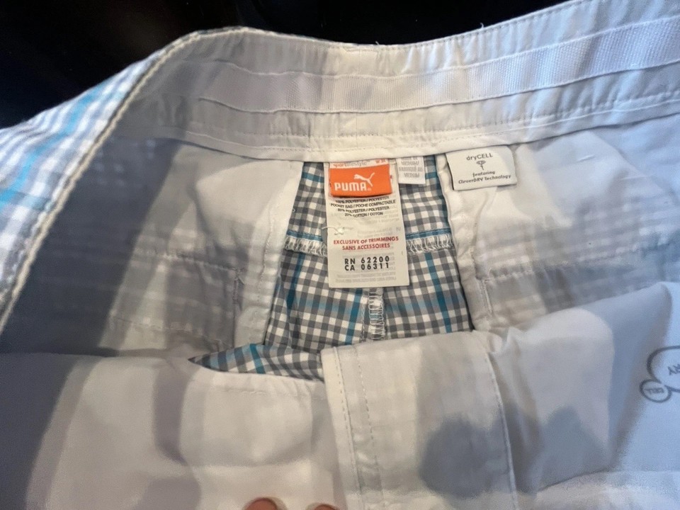 PUMA Men's Golf Shorts Size 34w Plaid Tech Dry Cell Blue/Gray/ | eBay