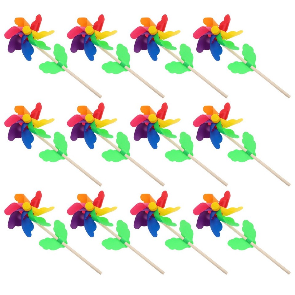 12 Pcs Colorful Kids Pinwheels Plastic Windmill Toys for Yard Garden ...