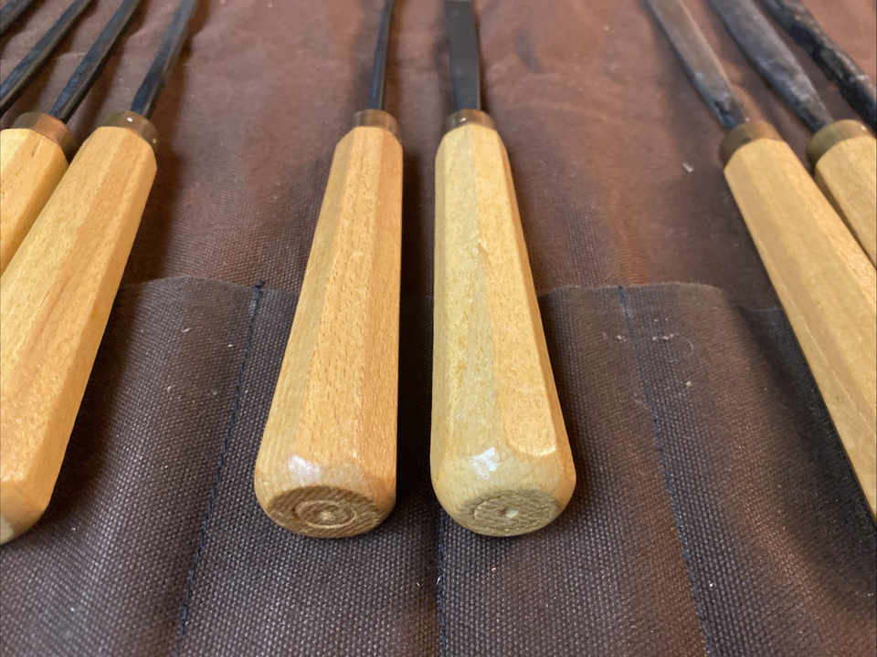 Set of 9 VINTAGE WOOD CHISEL GOUGE V-PARTING TOOLS CARVING TOOLS | eBay