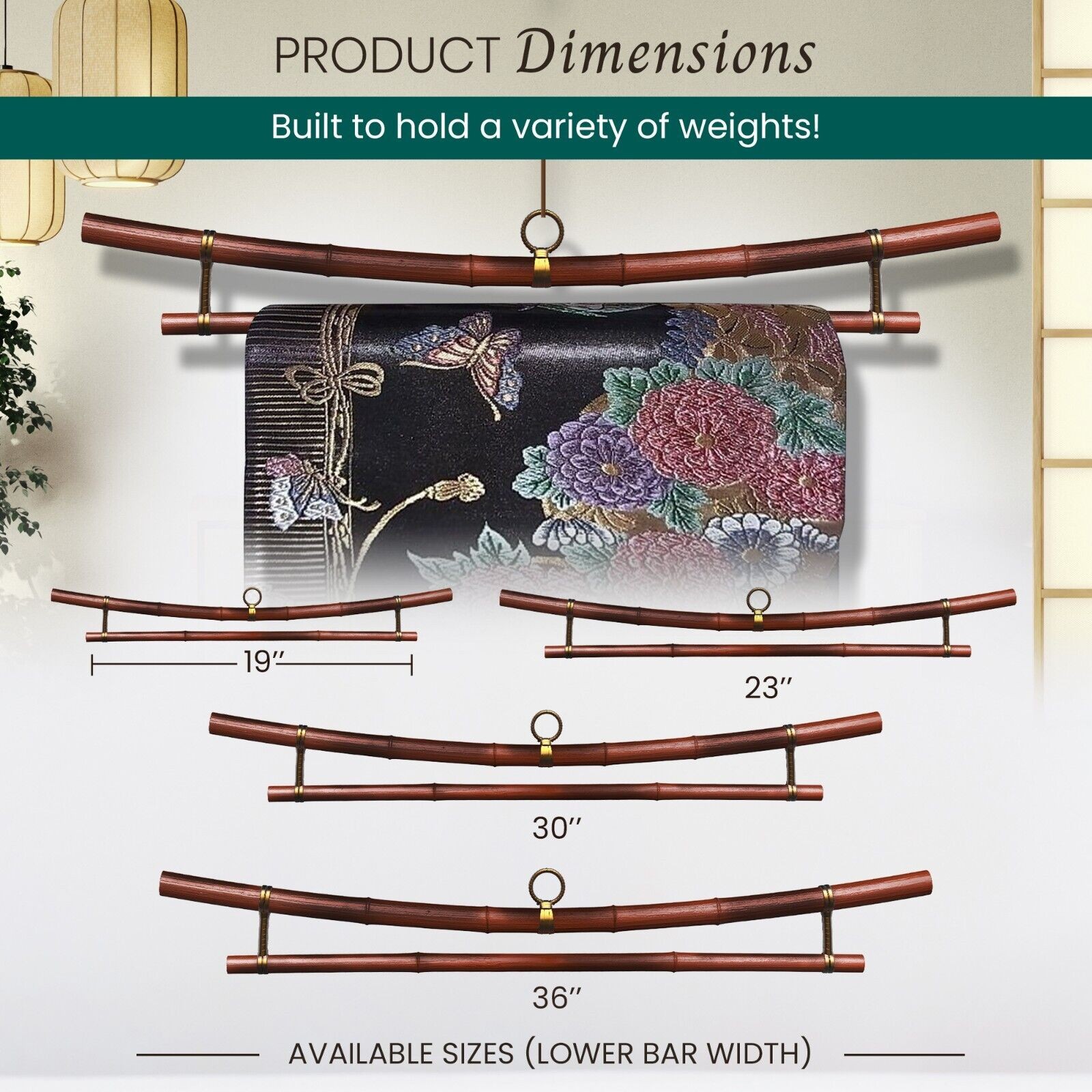 Smoked Bamboo Tapestry Holder Rug Wall Hanger Tapestry Wall Hanger Rod ...