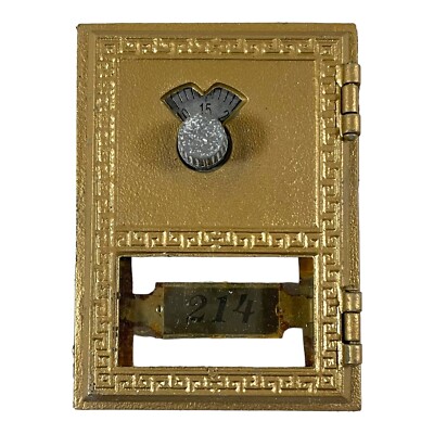 Antique Brass PO Post Office Box Door Hinged Frame #214 Turn ...
