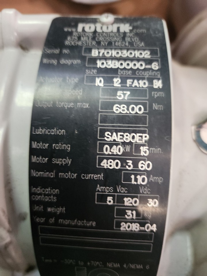 ROTORK IQ12 FA10 B4 2018 Year With IB4 Gearbox, 60 Day Return. | eBay