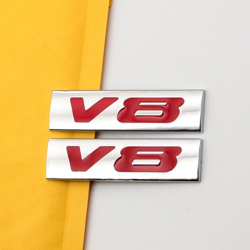 2X Chrome Red Metal V8 Engine Sticker Sports Turbo Badge SUV Car Decal ...