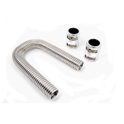 UNIVERSAL STAINLESS STEEL 24" RADIATOR HOSE KIT POLISHED ALUMINUM CAPS ...