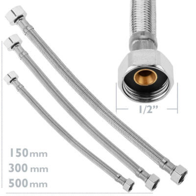 15mm x 1/2" Flexible Tap Toilet Cistern Connector 150mm Braided Flexi ...