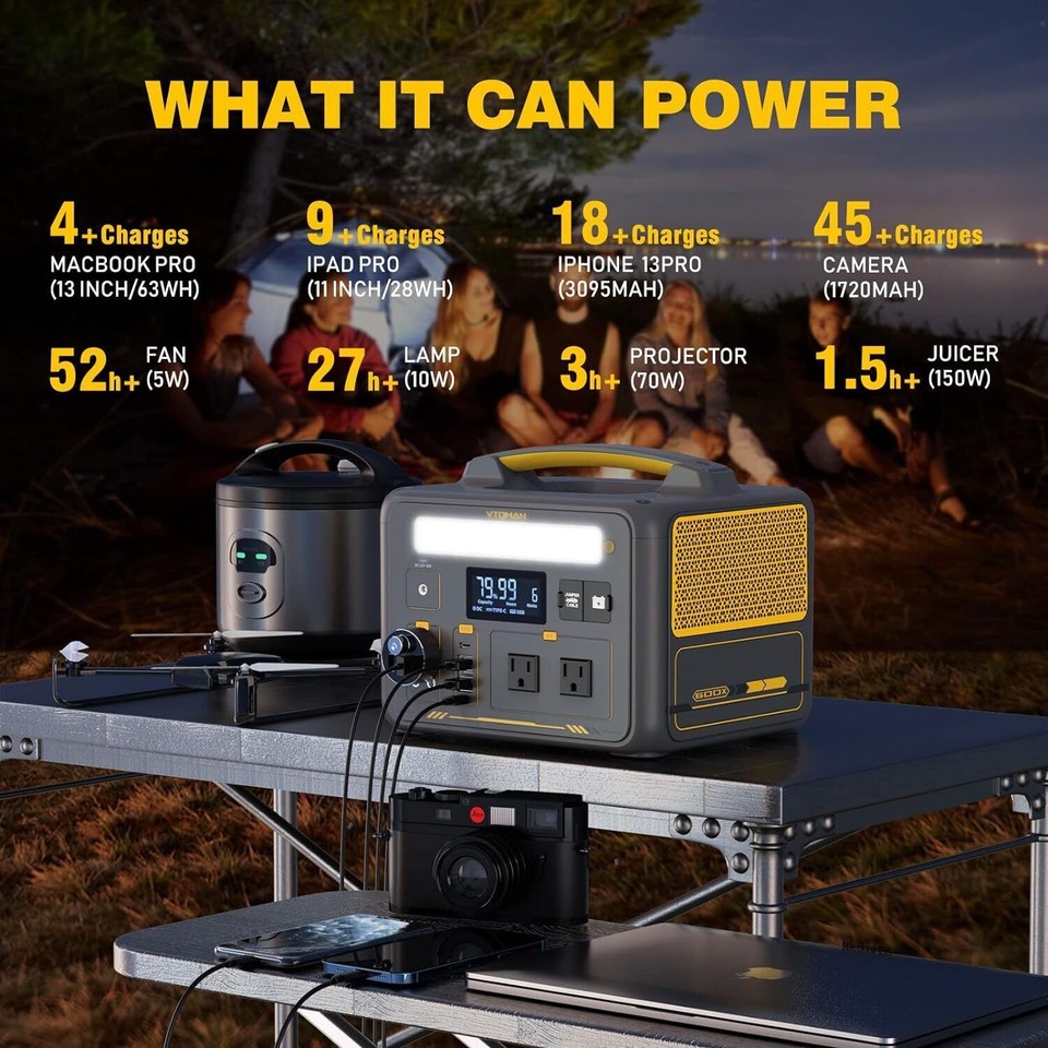 VTOMAN Jump 600X Portable Power Station 600W Generator with 110W Solar ...