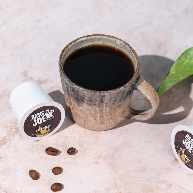Basic Joe Coffee 100 Arabica Dark Roast Pods Compatible 80 Count for ...