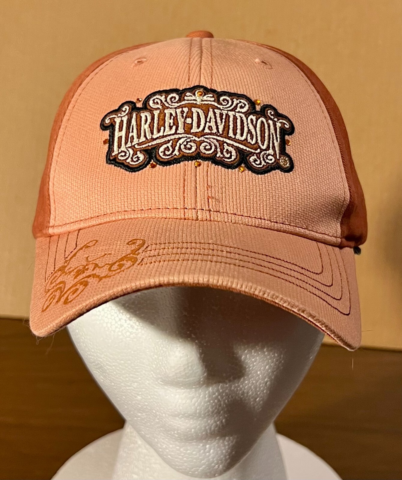 Harley-Davidson Women's Peach Two-toned Strapback Cap Adjustable Hat ...