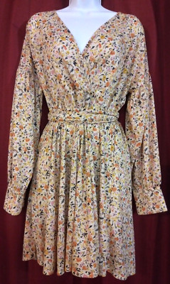ASOS SZ 8 FLORAL FAUX WRAP KNEE LENGTH DRESS FLOWY SPRING | eBay