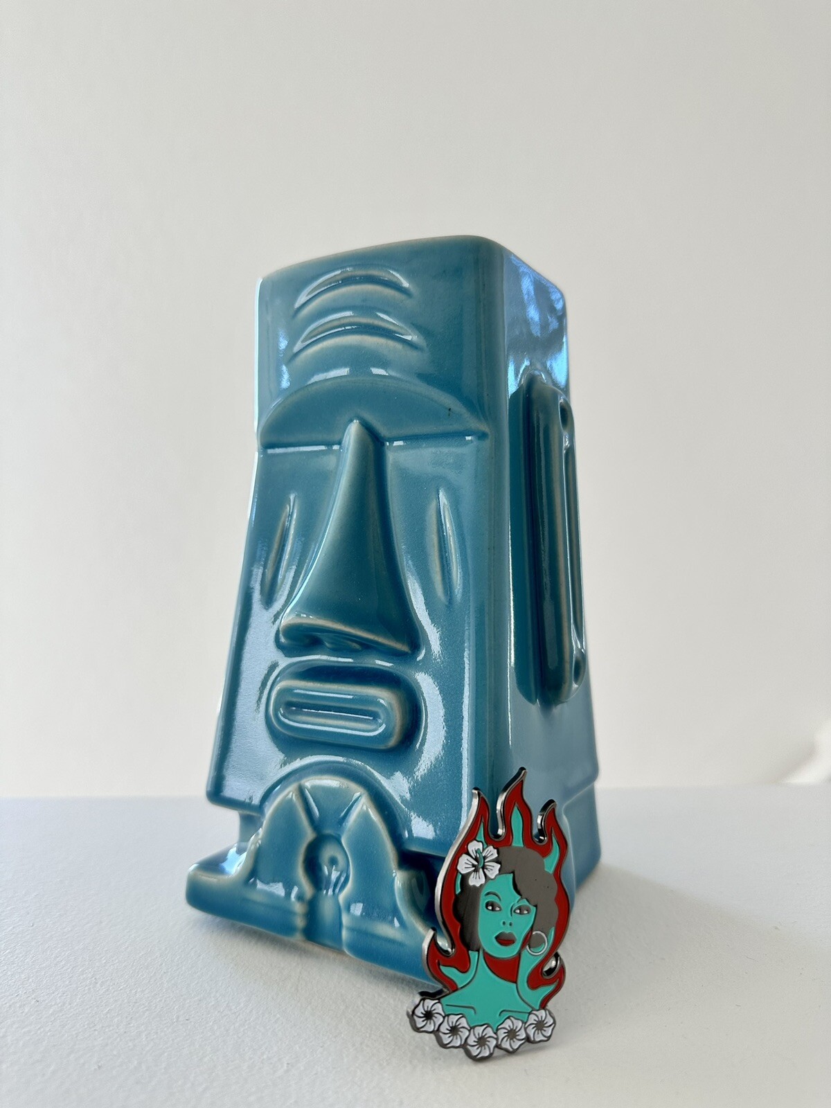Don Tiki Mug Hot Like Lava w/ Enamel Pin Set Dr Alderete Tiki Farm Blue ...