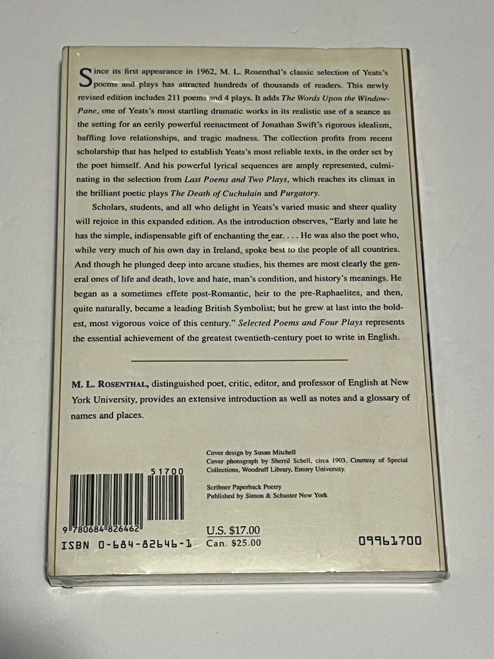 Selected Poems and Four Plays by William Butler Yeats Fourth Edition ...