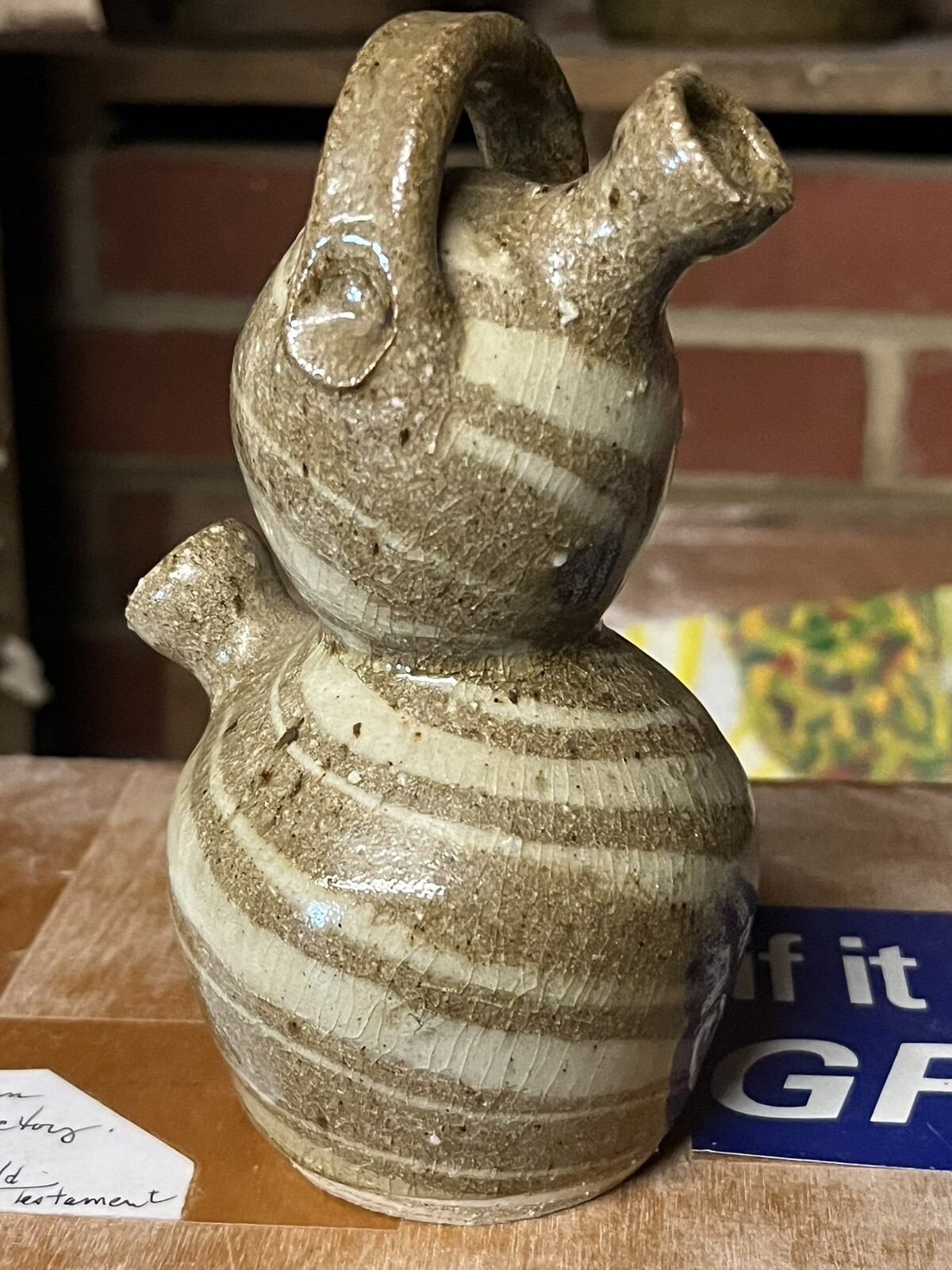 Steve Abee Double Spout Jug Not Face Jug Wood Fired North Carolina Folk ...