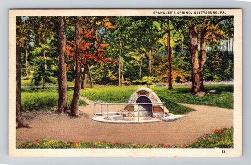 Gettysburg PA-Pennsylvania, Historic Spangler's Spring, Vintage c1938 ...