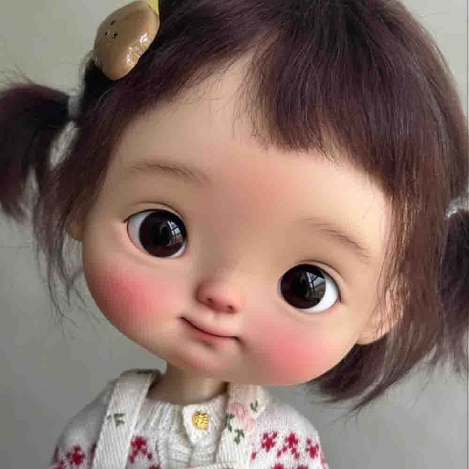 1/6 Resin BJD Doll SD Jointed Cute Girl Big Head Eyes Face Makeup ...