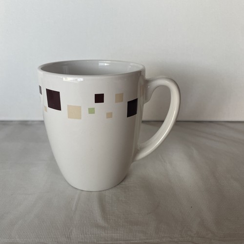 Corelle Stoneware Geometric Squares Coffee Mug Cup Retro 6 3/4 ...