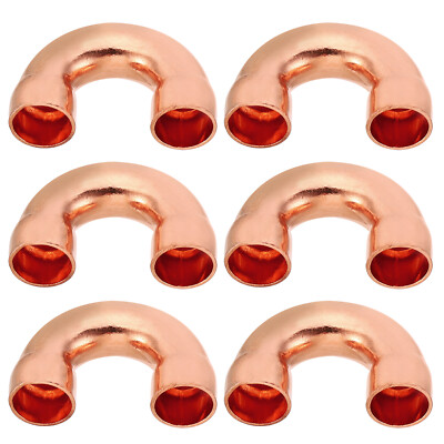 3/8 Inch ID Copper Pipe Fittings, 6 Pcs 180 Degree Return Bend Copper ...
