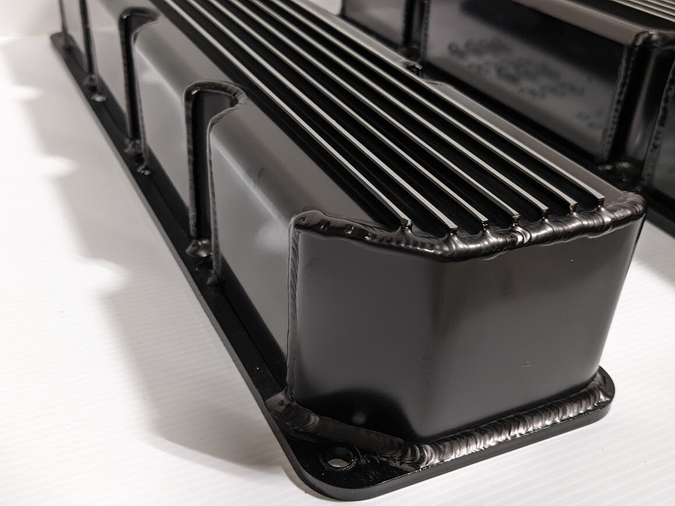 1976-87 Jeep AMC Black Fabricated Aluminum Finned Valve Covers V8 304 ...