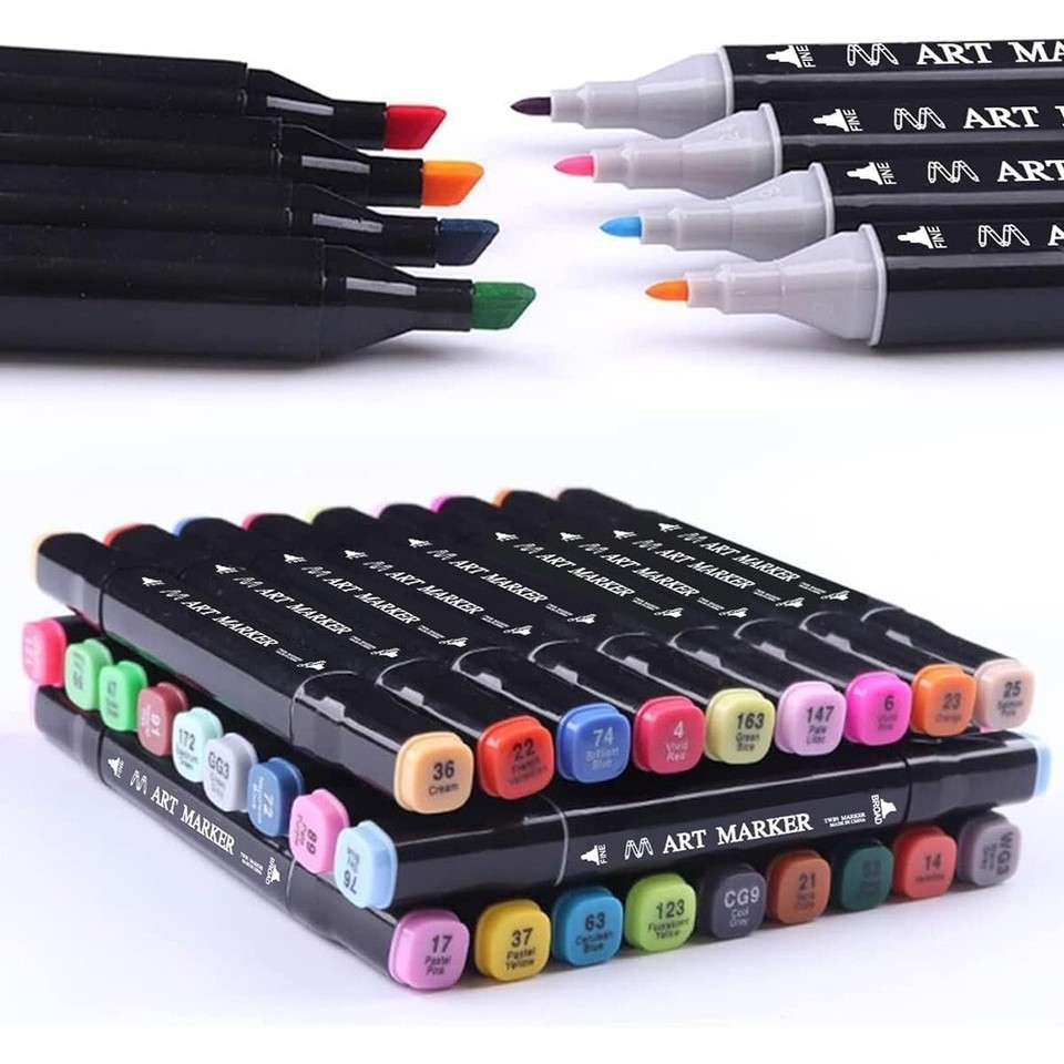 80 Colors Markers Graphic Drawing Painting Alcohol Art Dual Tip Sketch ...