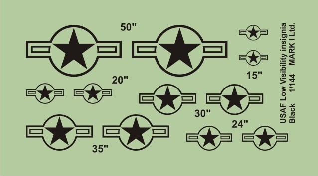 Mark I Decals 1/144 USAF Modern Low-Vis Insignia Waterslide Decals ...