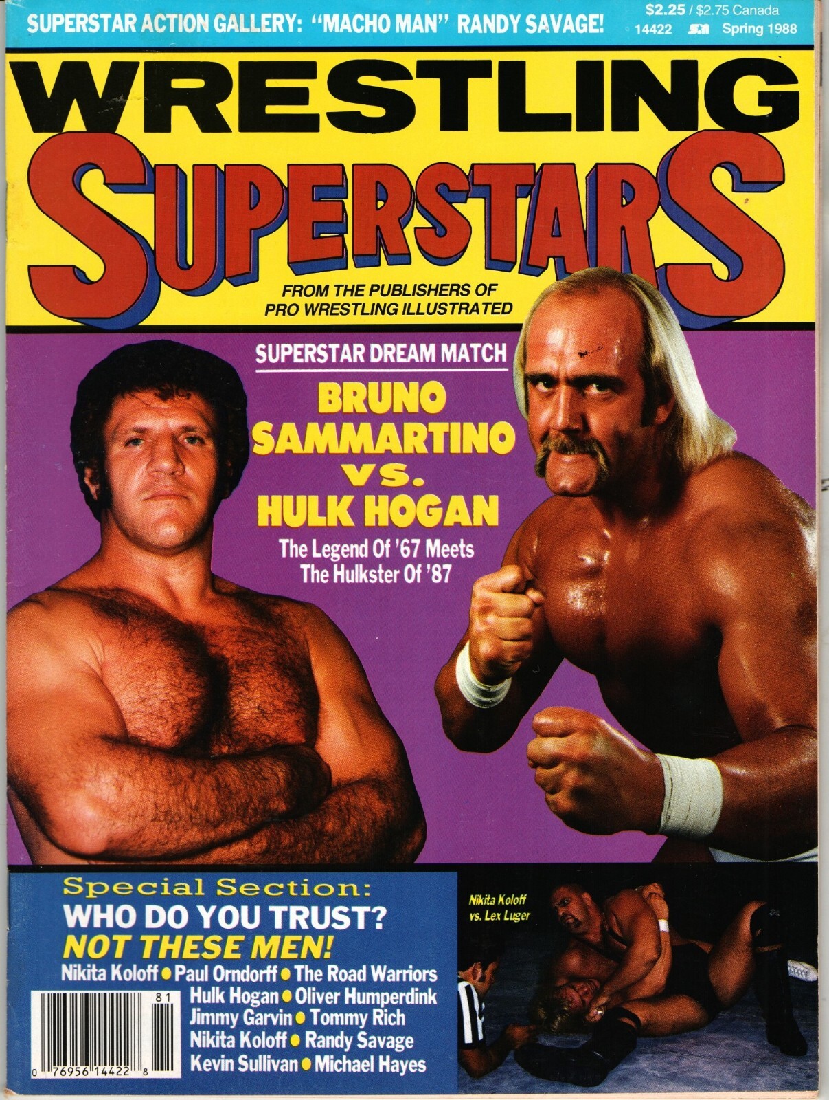 WRESTLING SUPERSTARS SPRING 1988 HULK HOGAN BRUNO SAMMARTINO RANDY ...