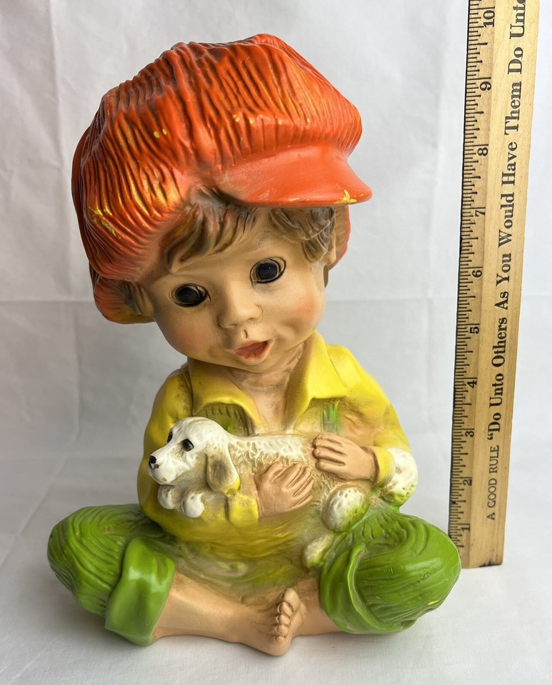 Vintage 1974 Boy Andy w/Dog UNIVERSAL STATUARY Statue Figure #293 10 ...